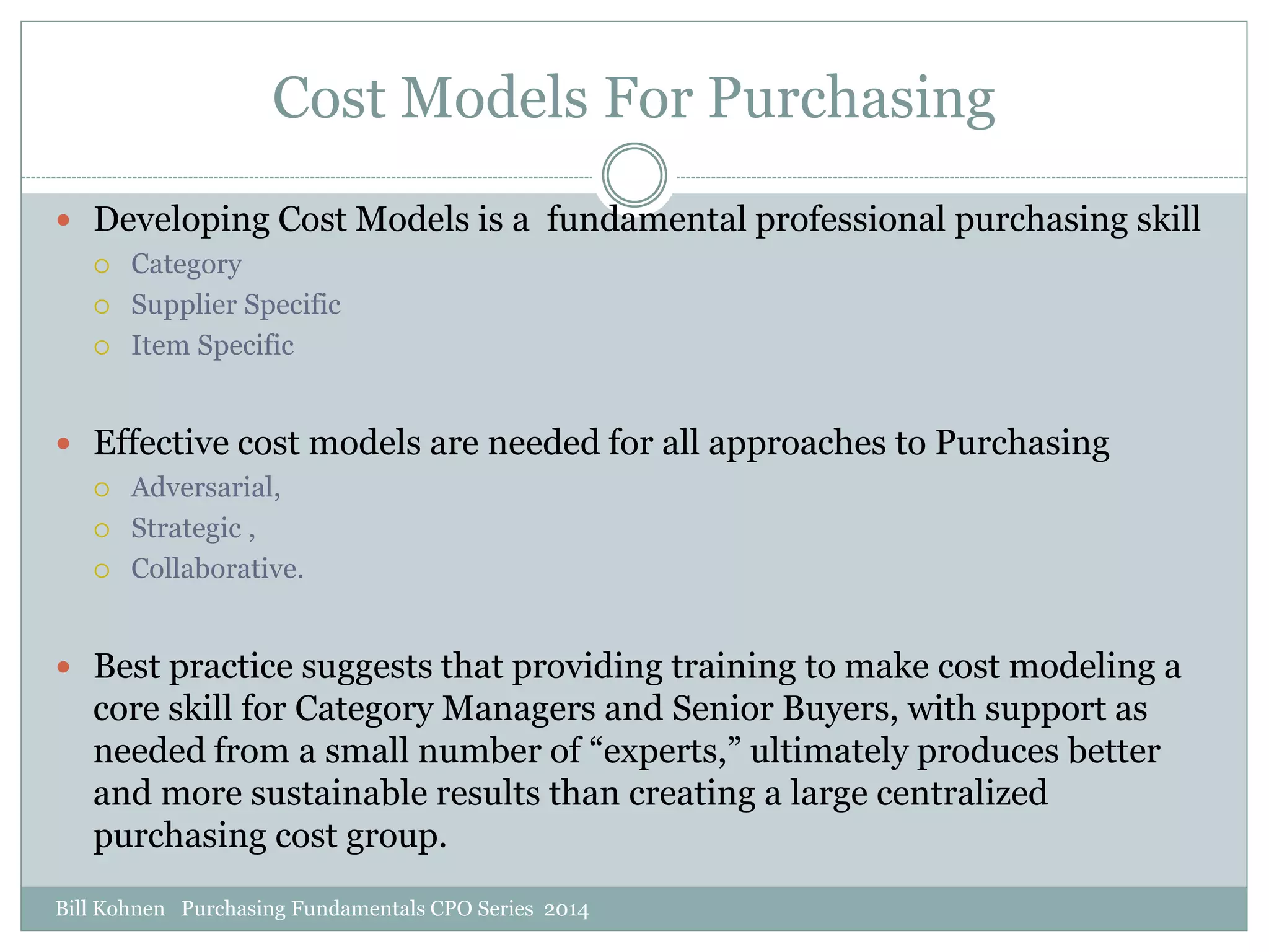 Cost Modeling for Purchasing - A Fundamental Skill | PPT