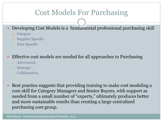 Cost Modeling for Purchasing - A Fundamental Skill | PPT
