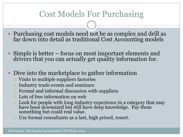 Cost Modeling for Purchasing - A Fundamental Skill | PPT