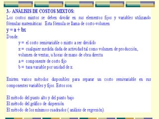 ANALISIS DE LOS COSTOS MIXTOS | PPT