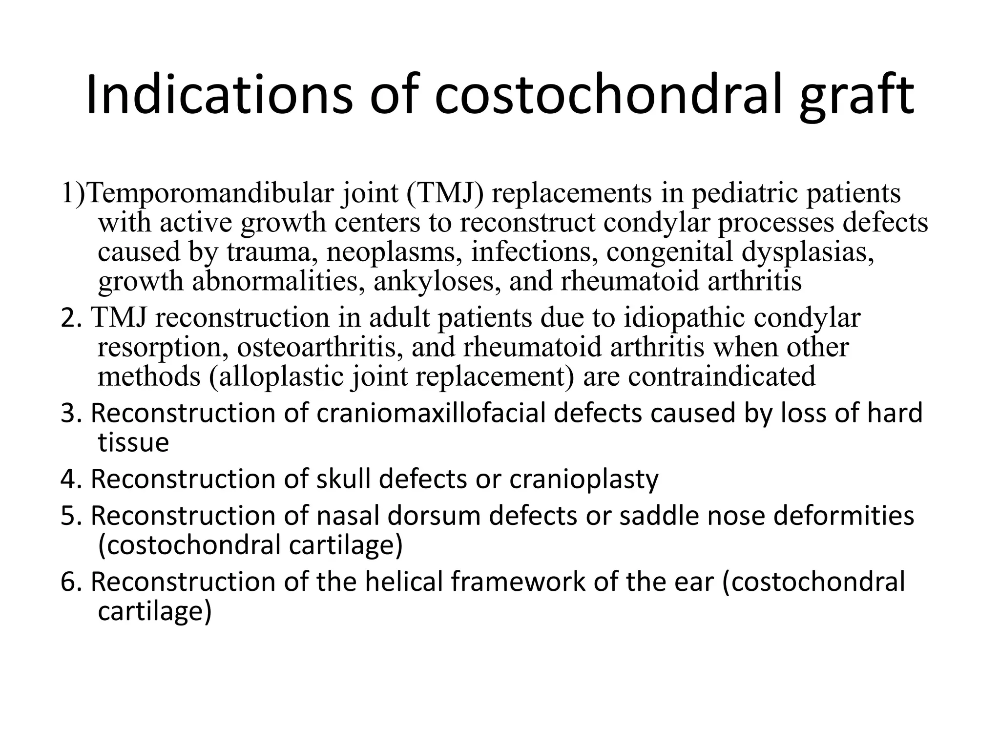 Costochondral graft in maxillofacial surgery | PPTX