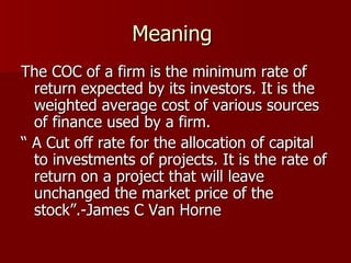 Cost Of Capital | PPT | Business Accounting & Finance | Business