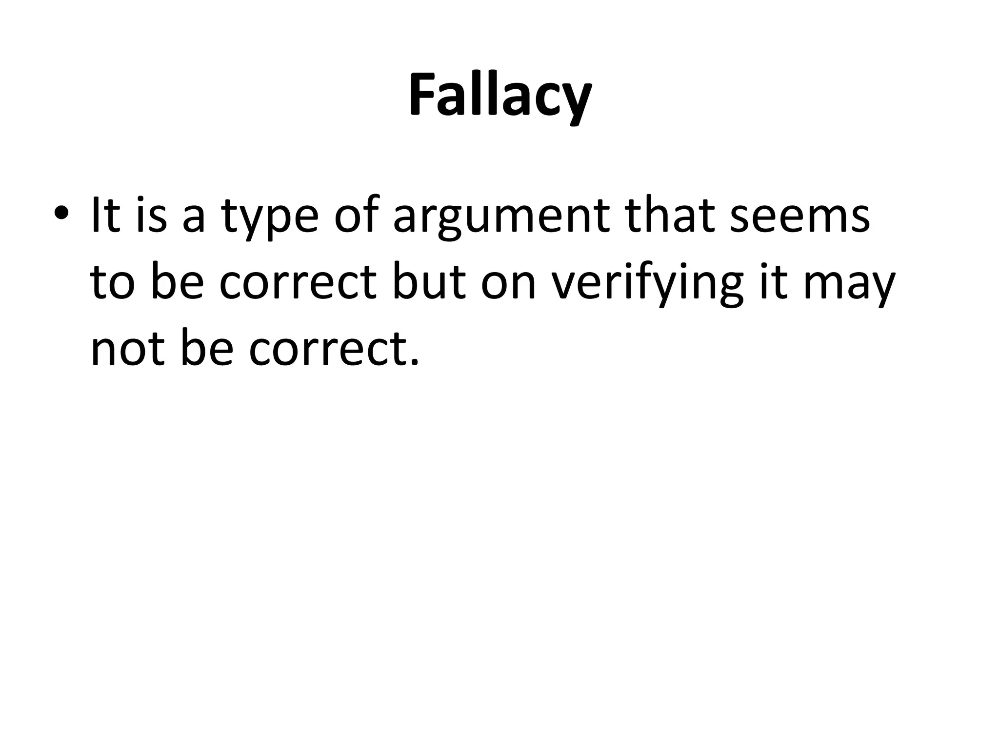 Cost of fallacious reasoning | PPT