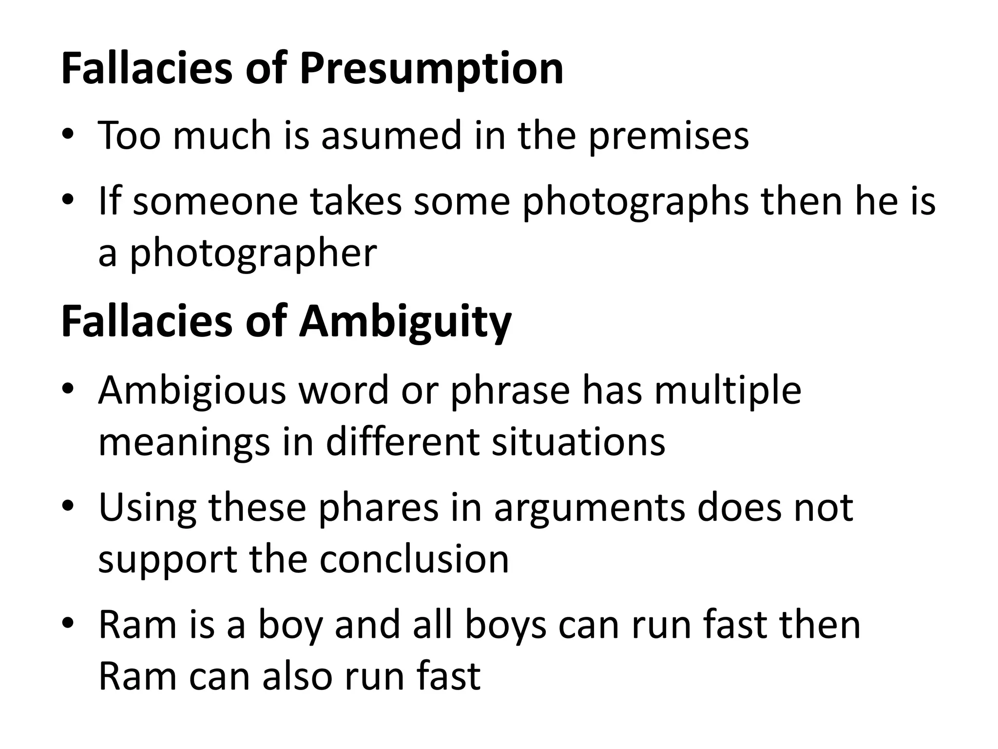 Cost of fallacious reasoning | PPT