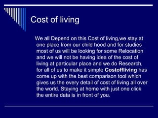 Cost of living | PPT | Personal Finance