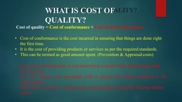 Cost of quality | PPTX