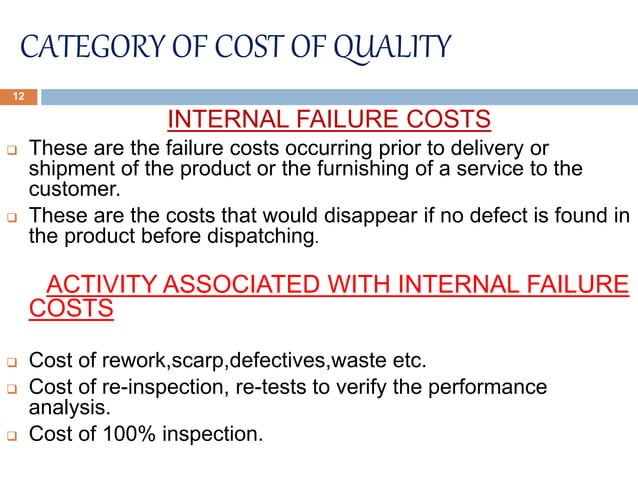 Cost of quality | PPTX | Business | Business and Finance