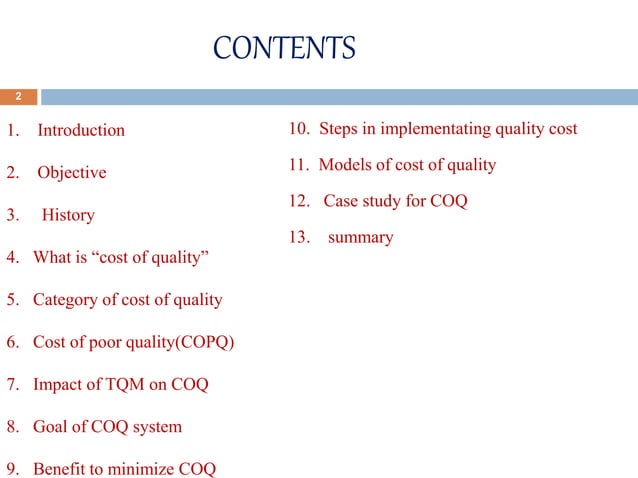 Cost of quality | PPTX | Business | Business and Finance