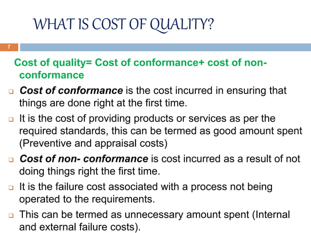 Cost of quality | PPTX | Business | Business and Finance