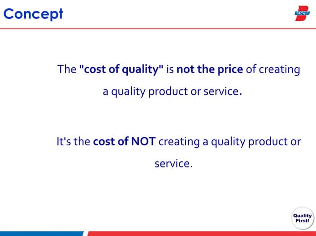 Cost of quality concept and advantages | PPT