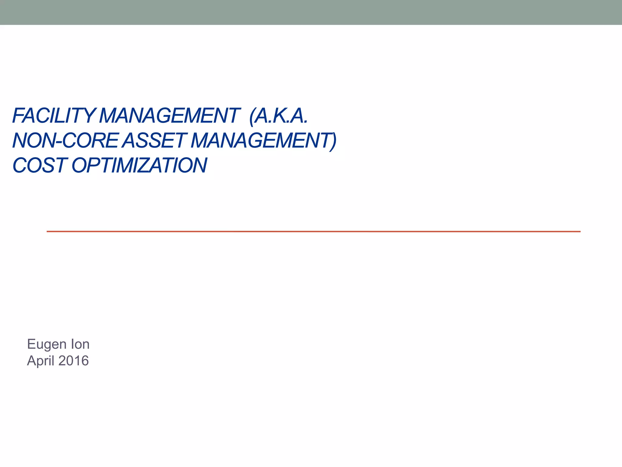 Facility Management Cost optimization | PDF
