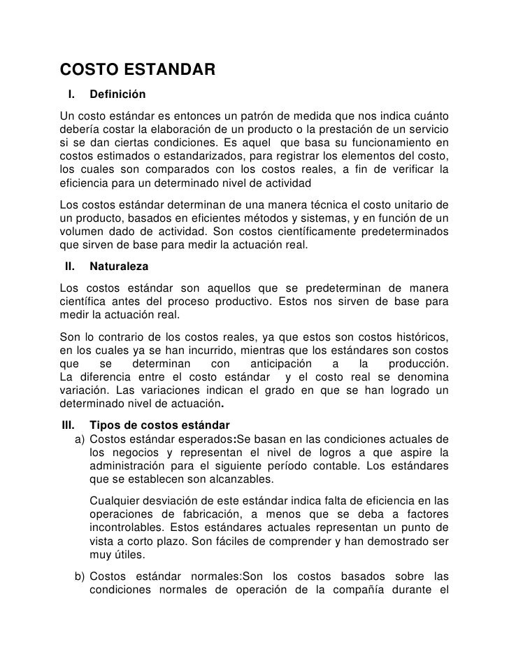 Tipos De Costos Estandar Xili