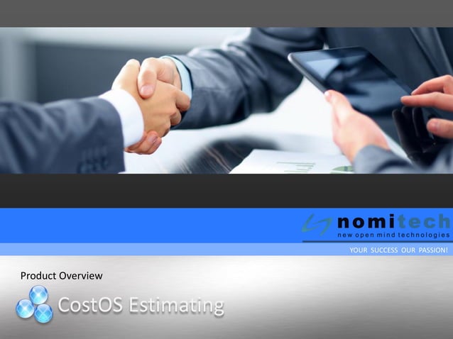 Nomitech: CostOs Estimating Product Overview | PDF | Databases | Computer Software and Applications