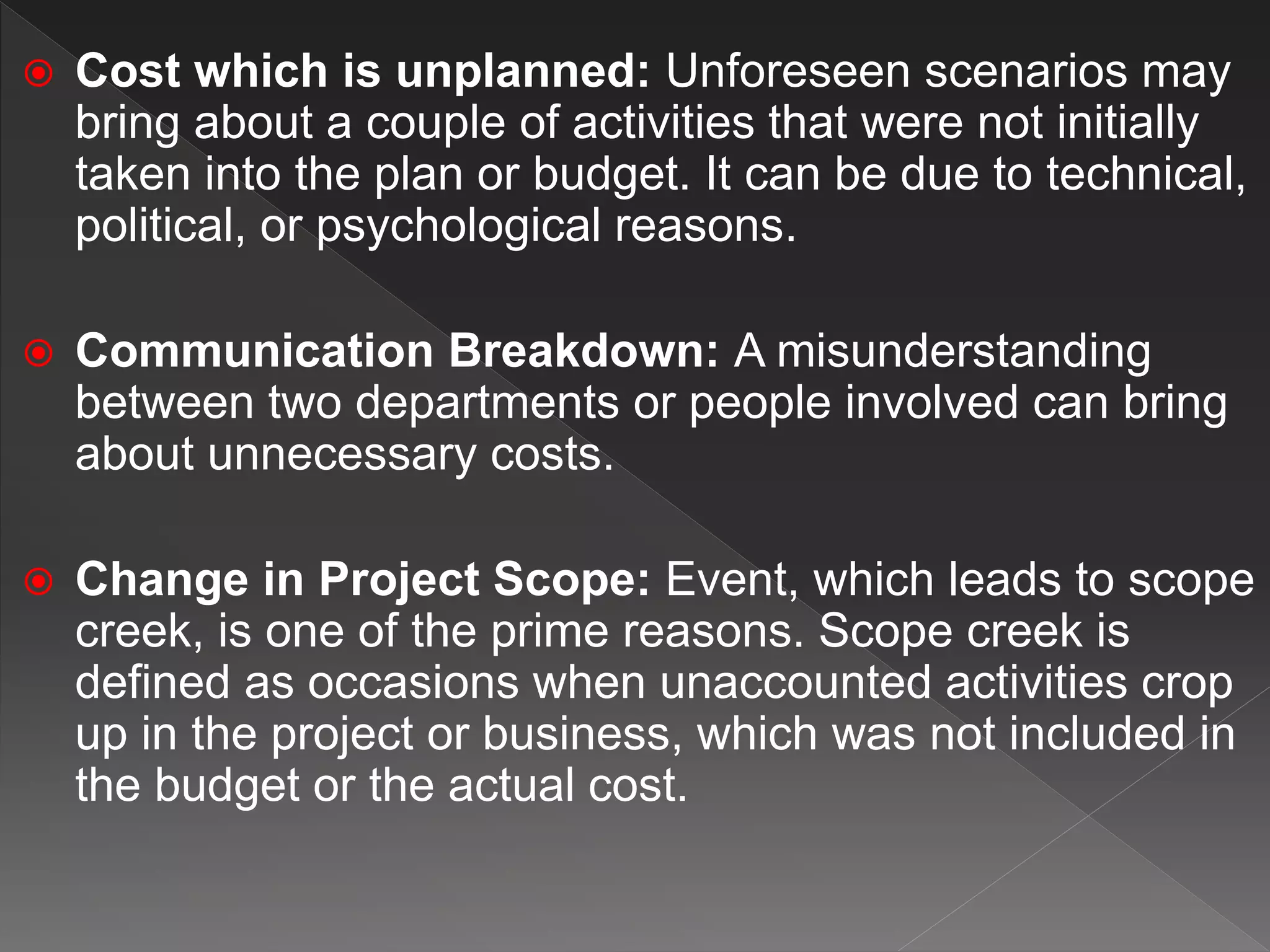 Presentation on Cost Overrun ( Project Management) | PPTX