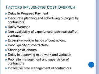 Presentation on Cost Overrun ( Project Management) | PPTX