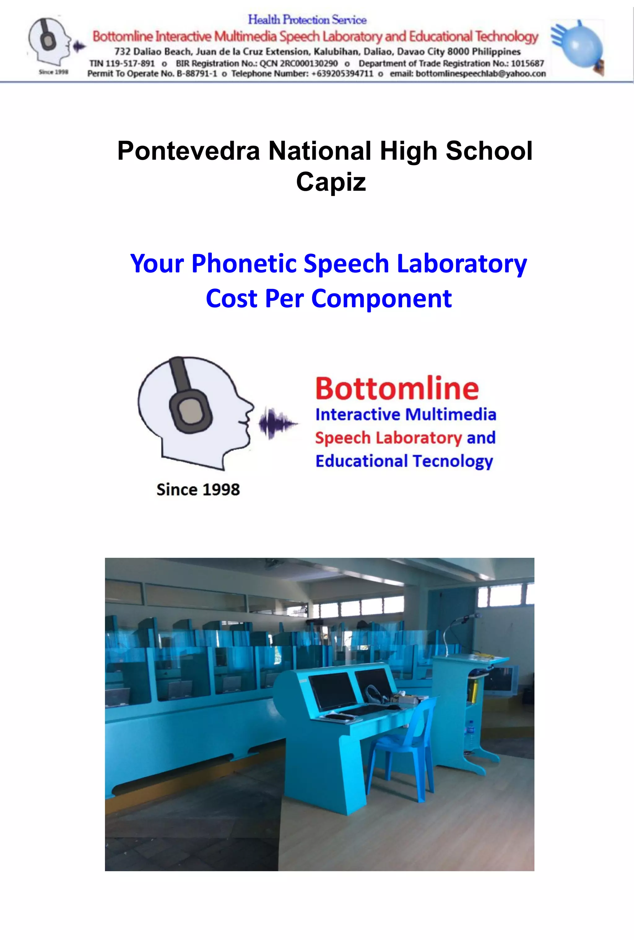 Cost per component of the phonetic speech laboratory | PDF