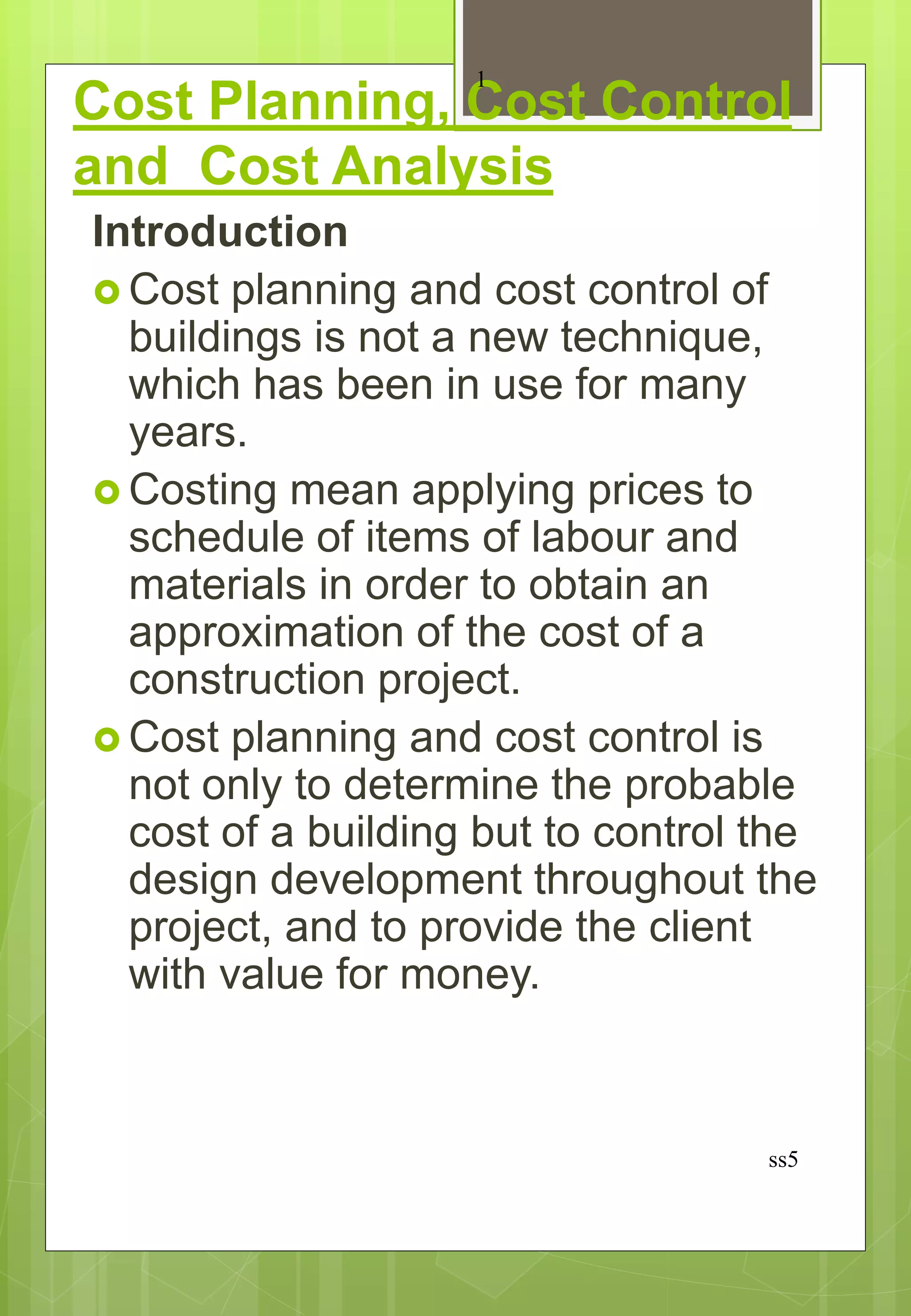 Cost plan | PPT