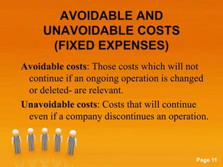 Cost Accounting: Decision making relating to the different costs | PPTX