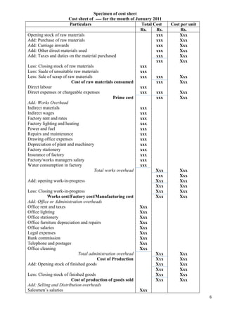 Cost Sheet , Tender and quotation | PDF
