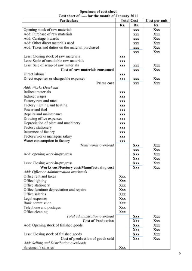 Cost Sheet , Tender and quotation | PDF | Business Accounting & Finance ...