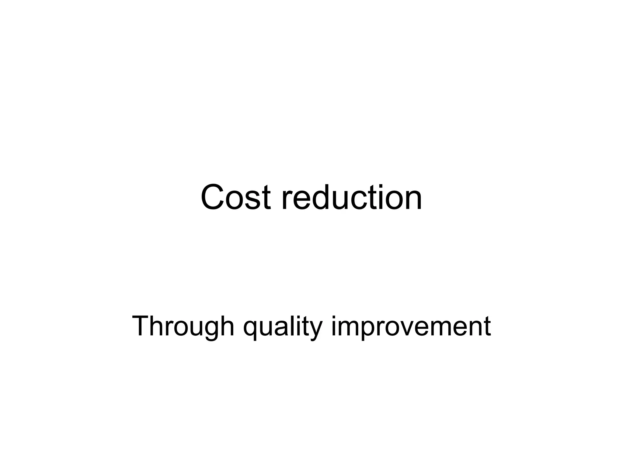 Cost reduction in quality through quality improvement. Understanding ...