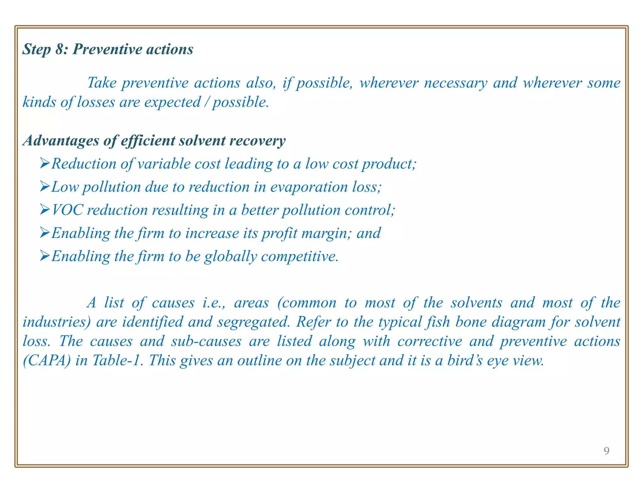 Cost reduction by minimizing solvent losses in api manufacturing | PPTX