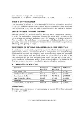 Cost reduction in sugar mill a case study | PDF | Commodities | Economy
