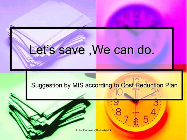 Cost Reduction Plan | PPT