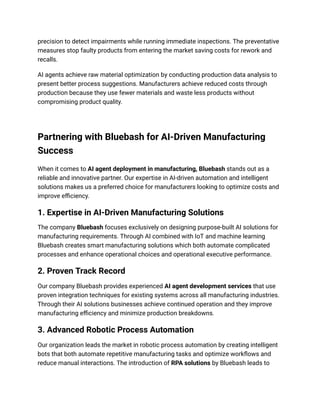 Cost Cutting with AI Agents in Manufacturing | Bluebash | PDF