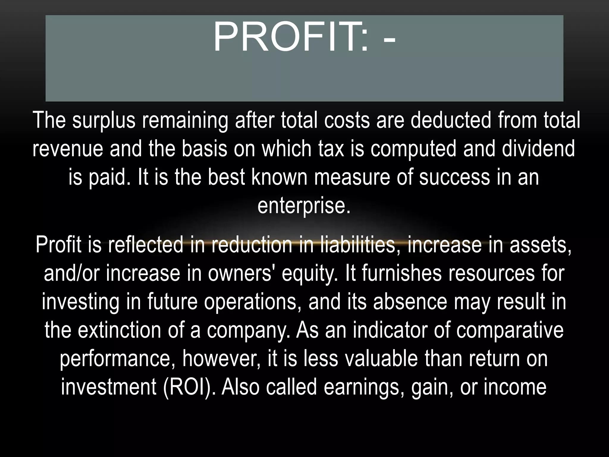 Cost, revenue and profit definition by shas production | PPTX