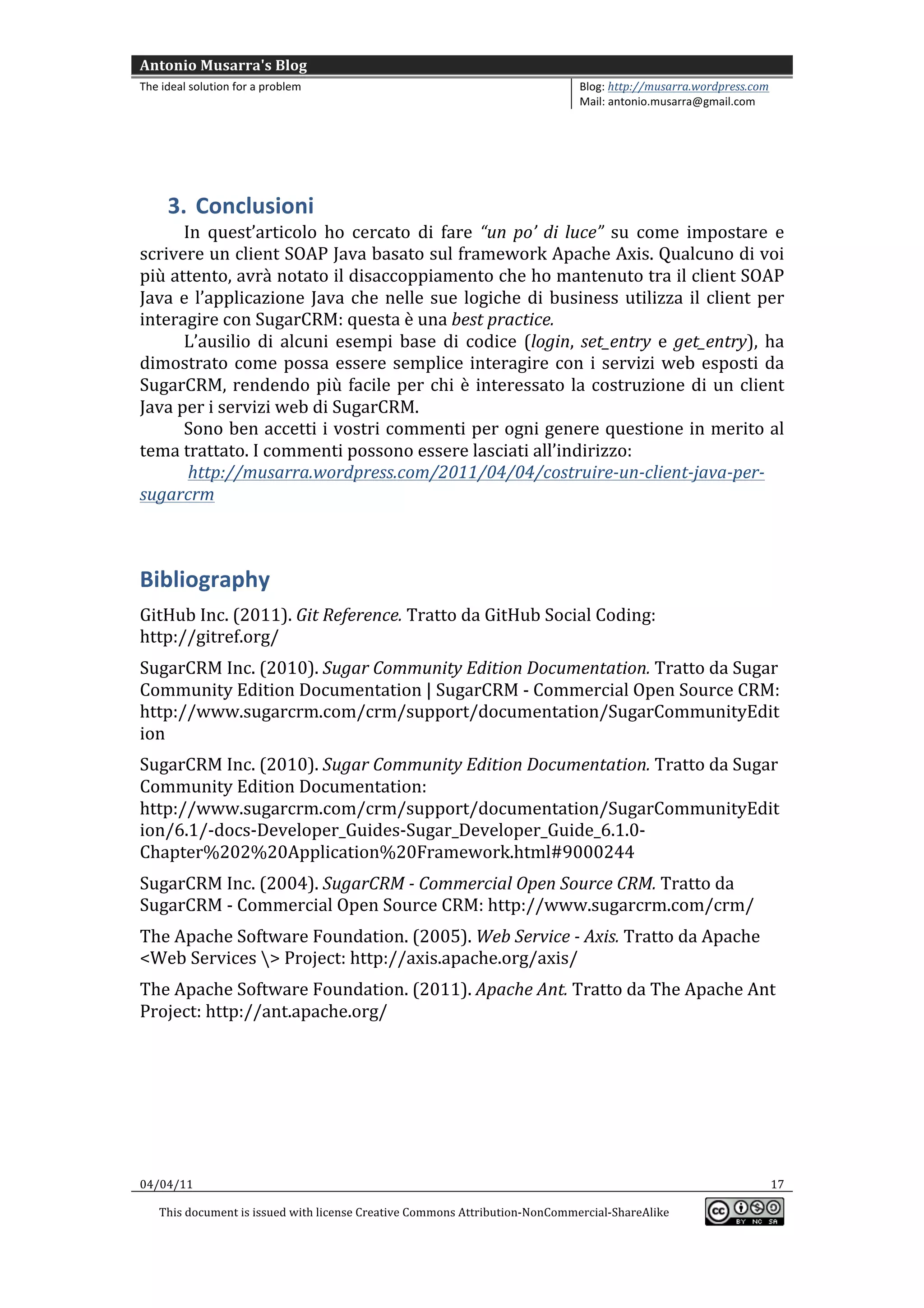 Costruire un client Java per SugarCRM | PDF