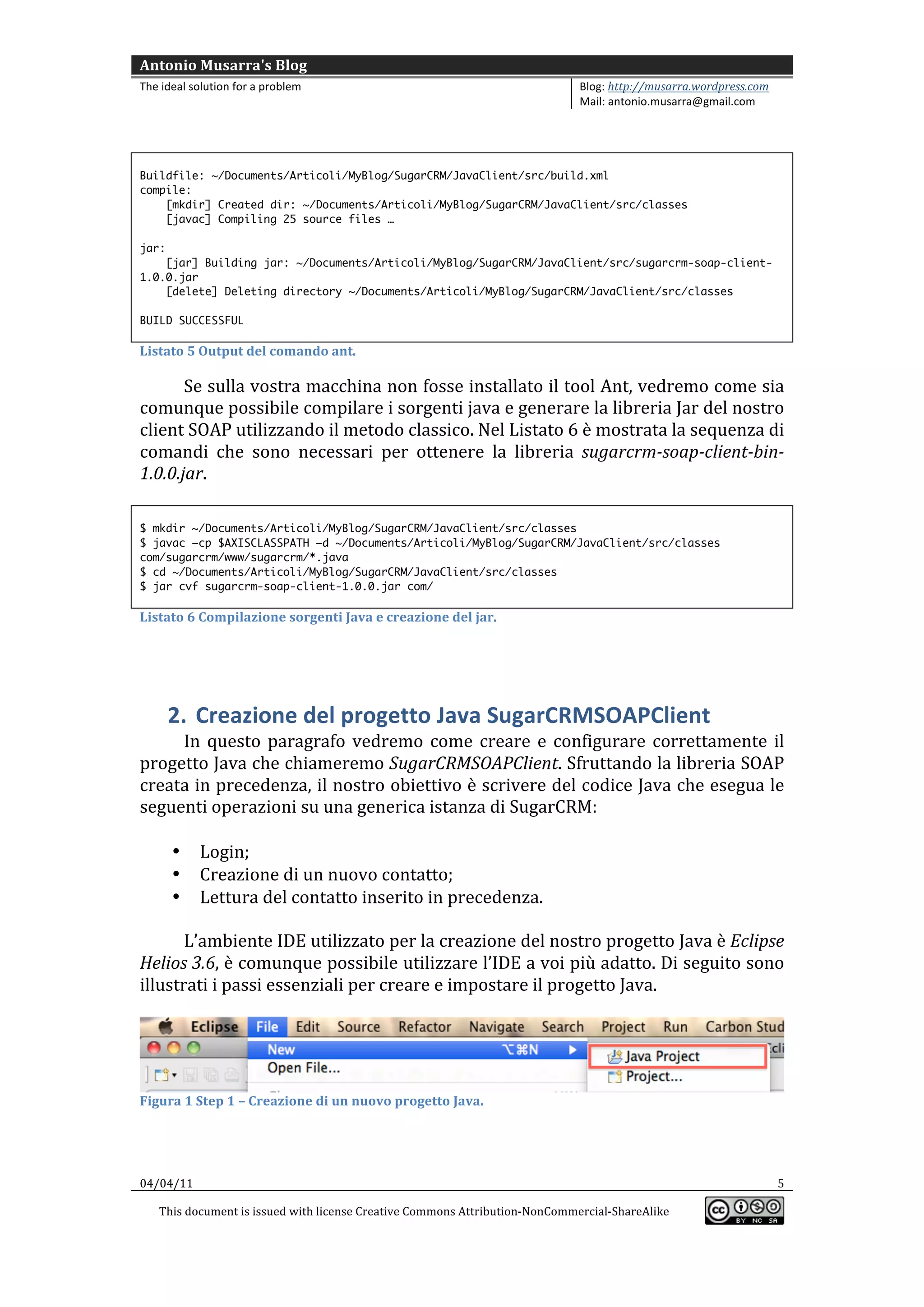 Costruire un client Java per SugarCRM | PDF