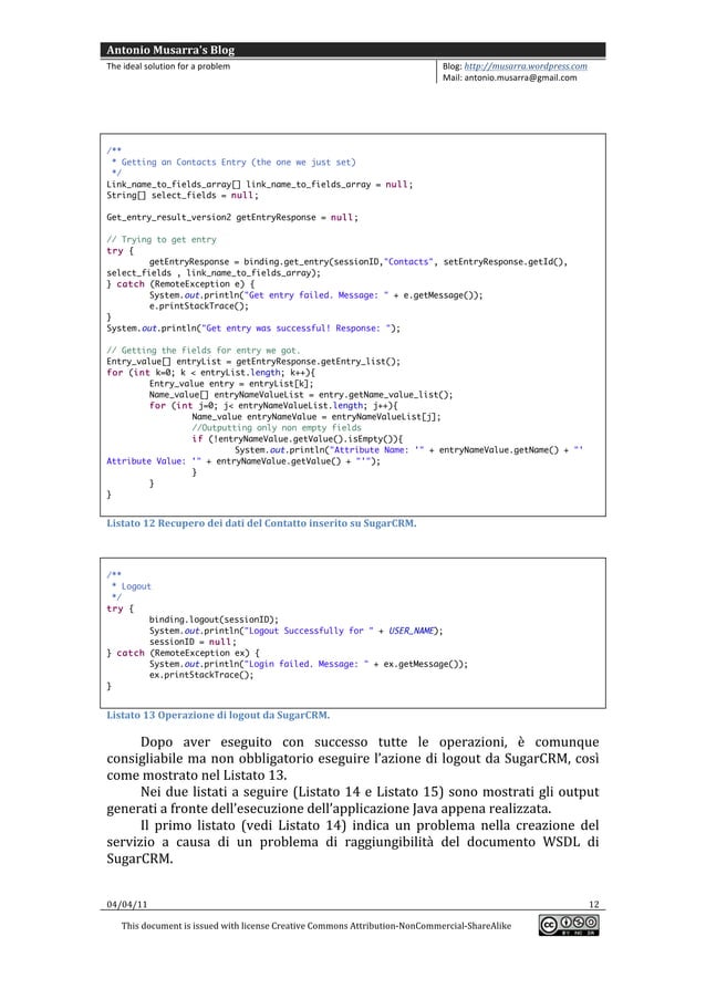 Costruire un client Java per SugarCRM | PDF