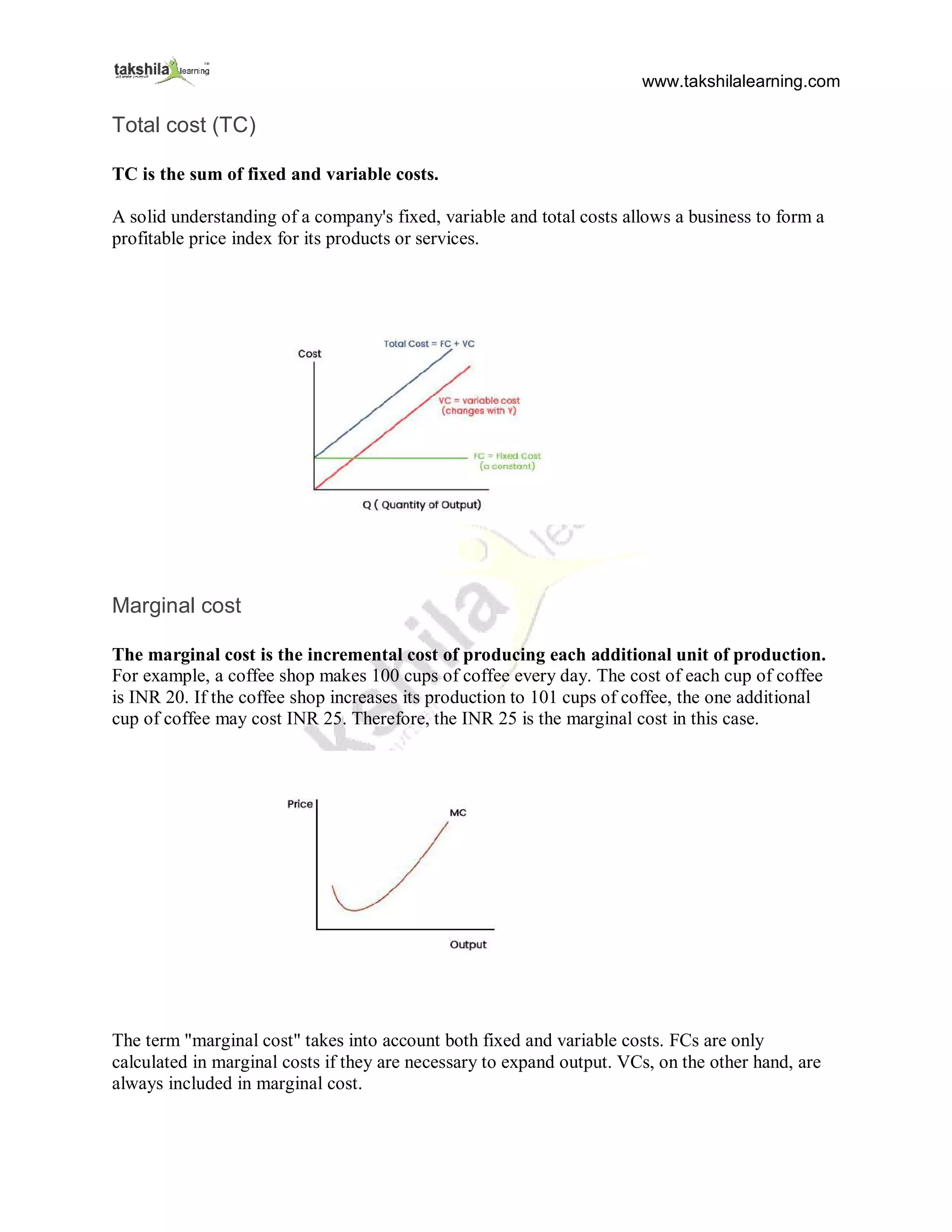 Costs And Its Types Fixed Variable Marginal And Total Pdf Business Accounting And Finance