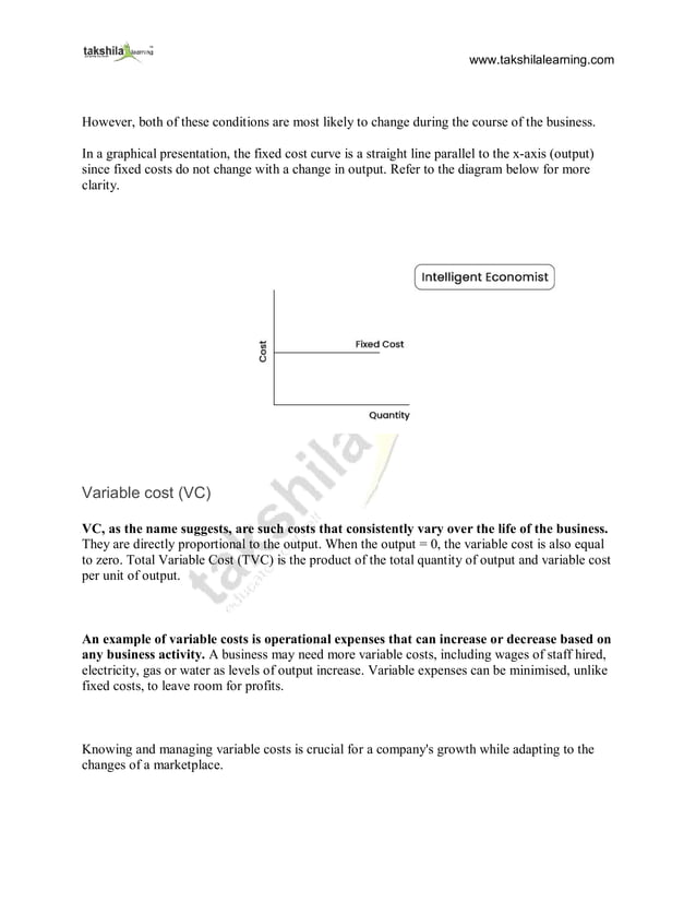 Costs and its types - Fixed, Variable, Marginal and Total | PDF ...