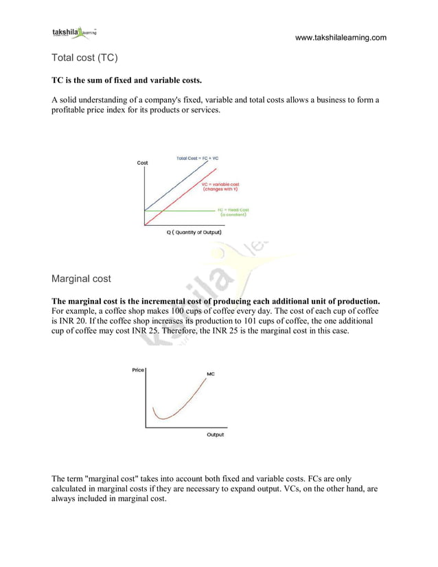 Costs and its types - Fixed, Variable, Marginal and Total | PDF ...