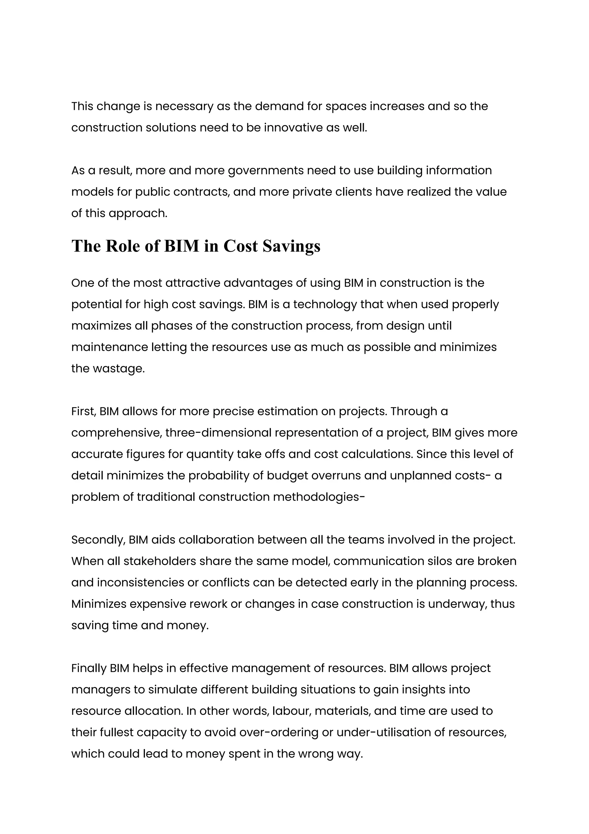 Cost Saving Benefits of BIM in Construction You Should Know | PDF