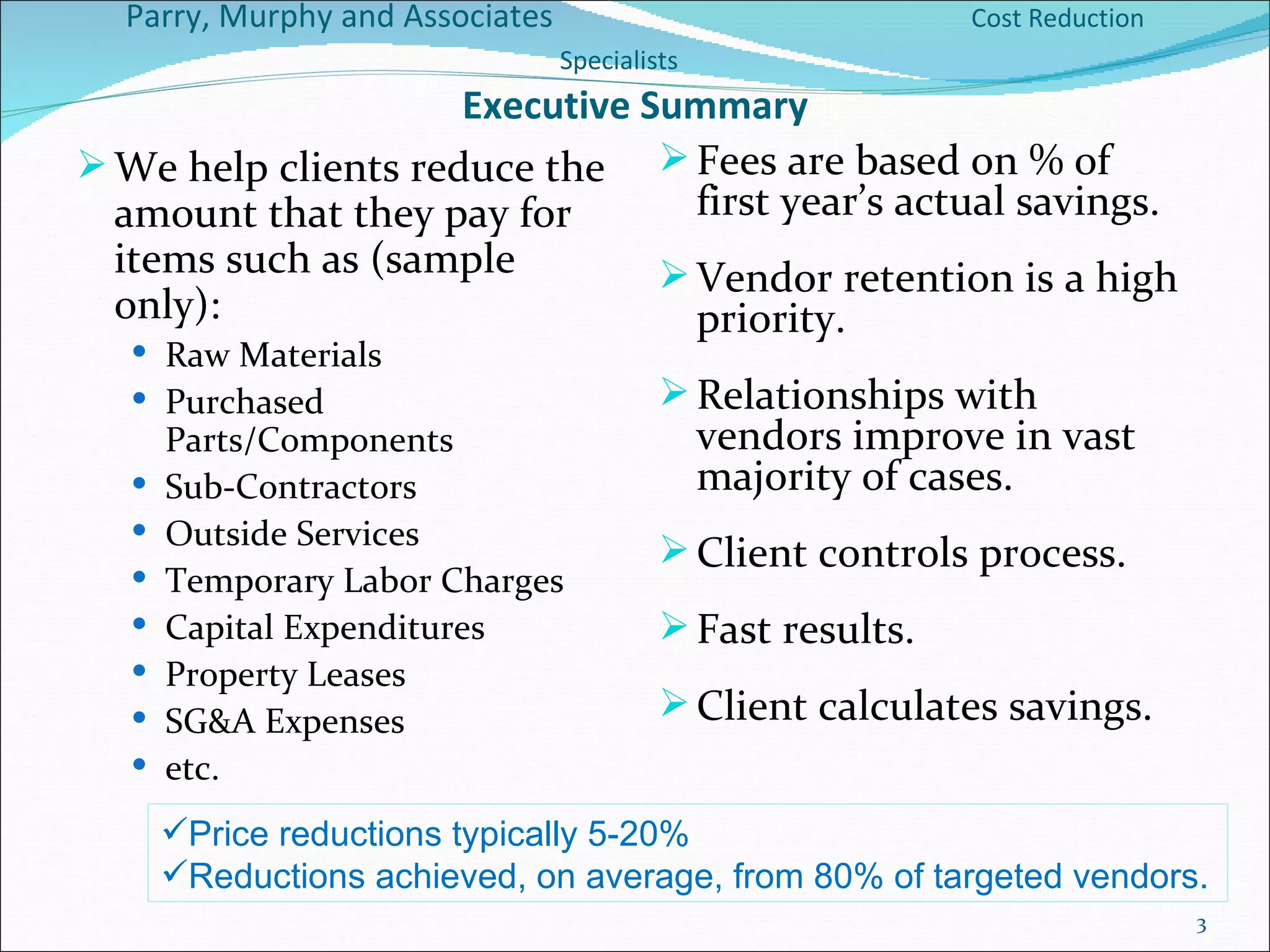 Cost Savings Presentation May 2012 | PPT