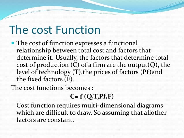 Costs functions