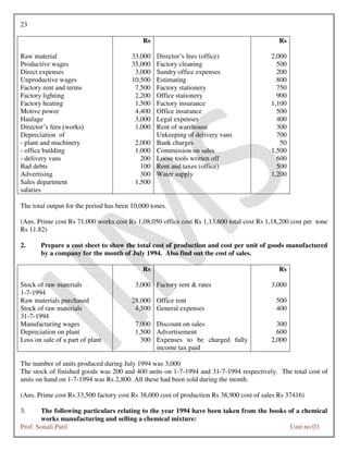 Cost sheet | PDF