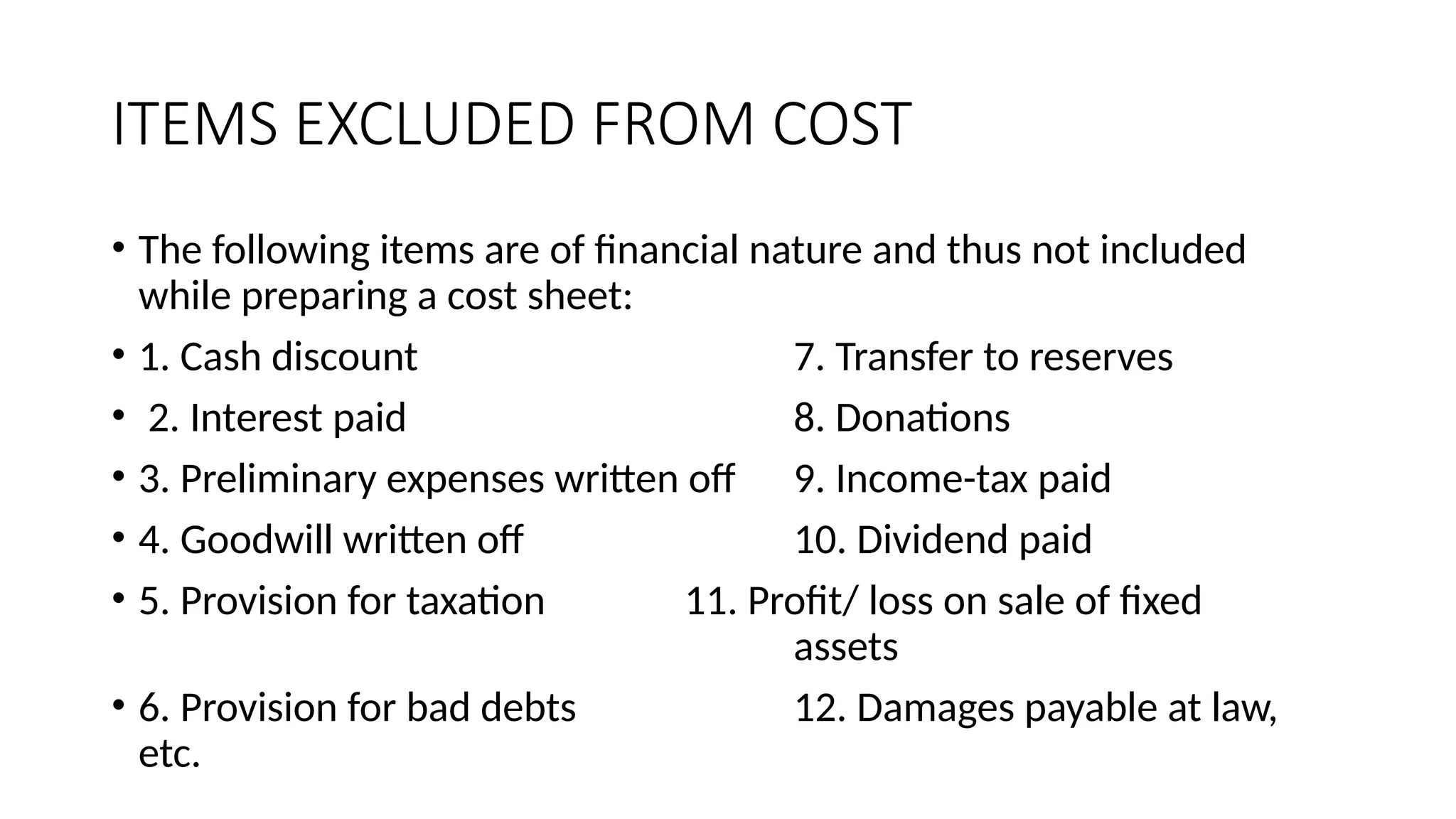 Cost sheet including basics, exception and format | PPTX