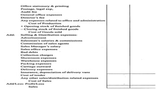 Cost sheet. with basics and formats of sheet | PPTX