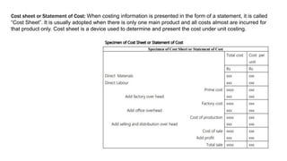 WHAT IS COST SHEET | PPTX