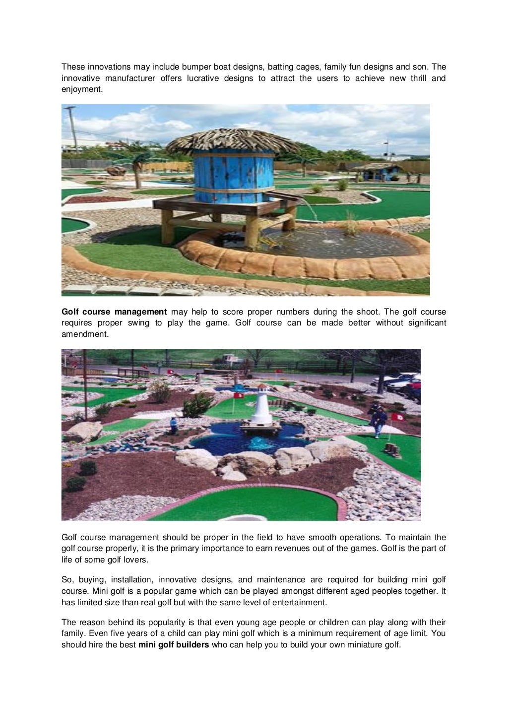 mini golf builders | mini golf course builder | mini golf construction