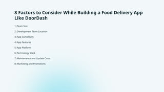 Cost to Develop a Food Delivery App Like Doordash | PPTX