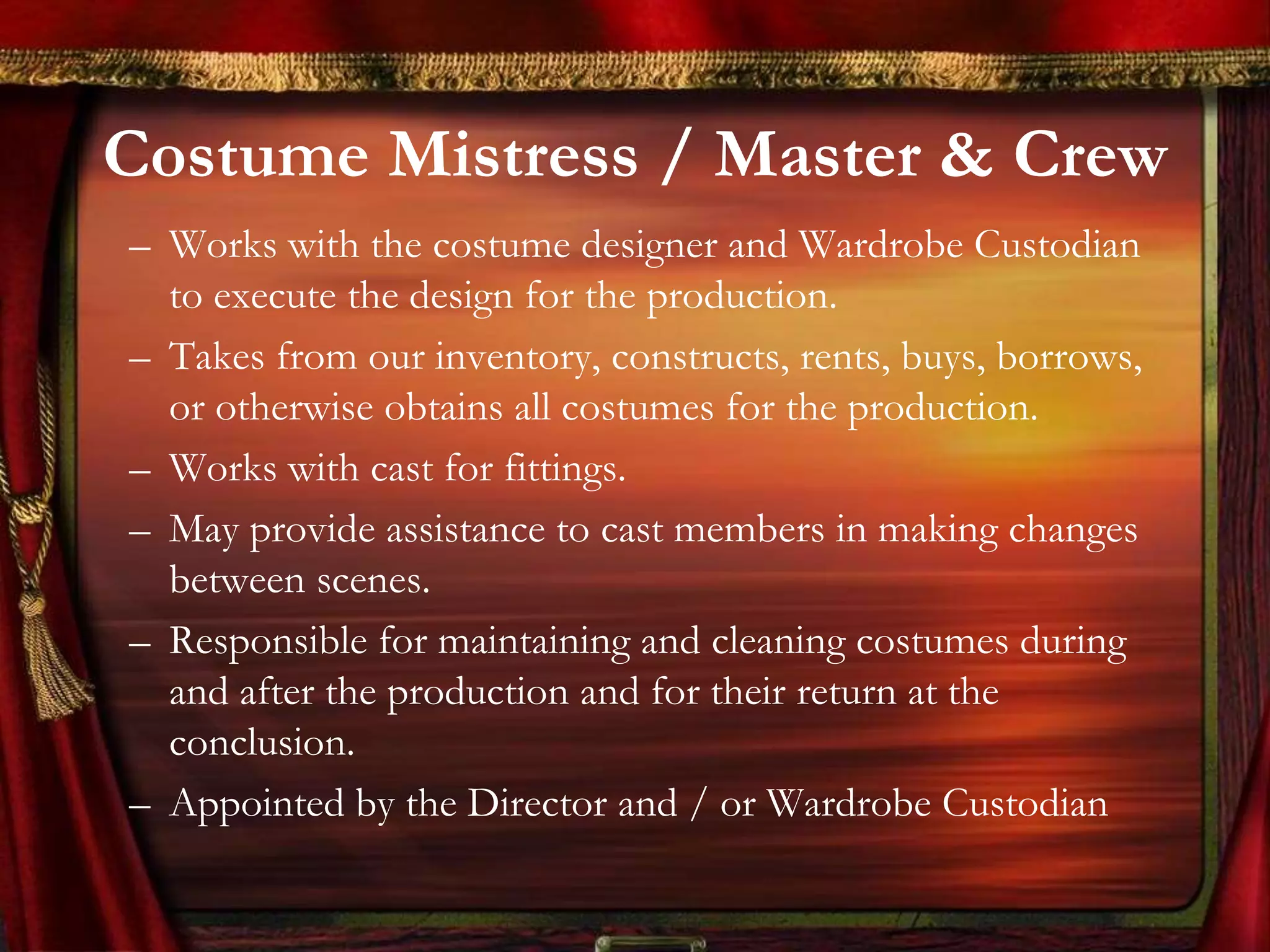 Costume and makeup designers | PPT