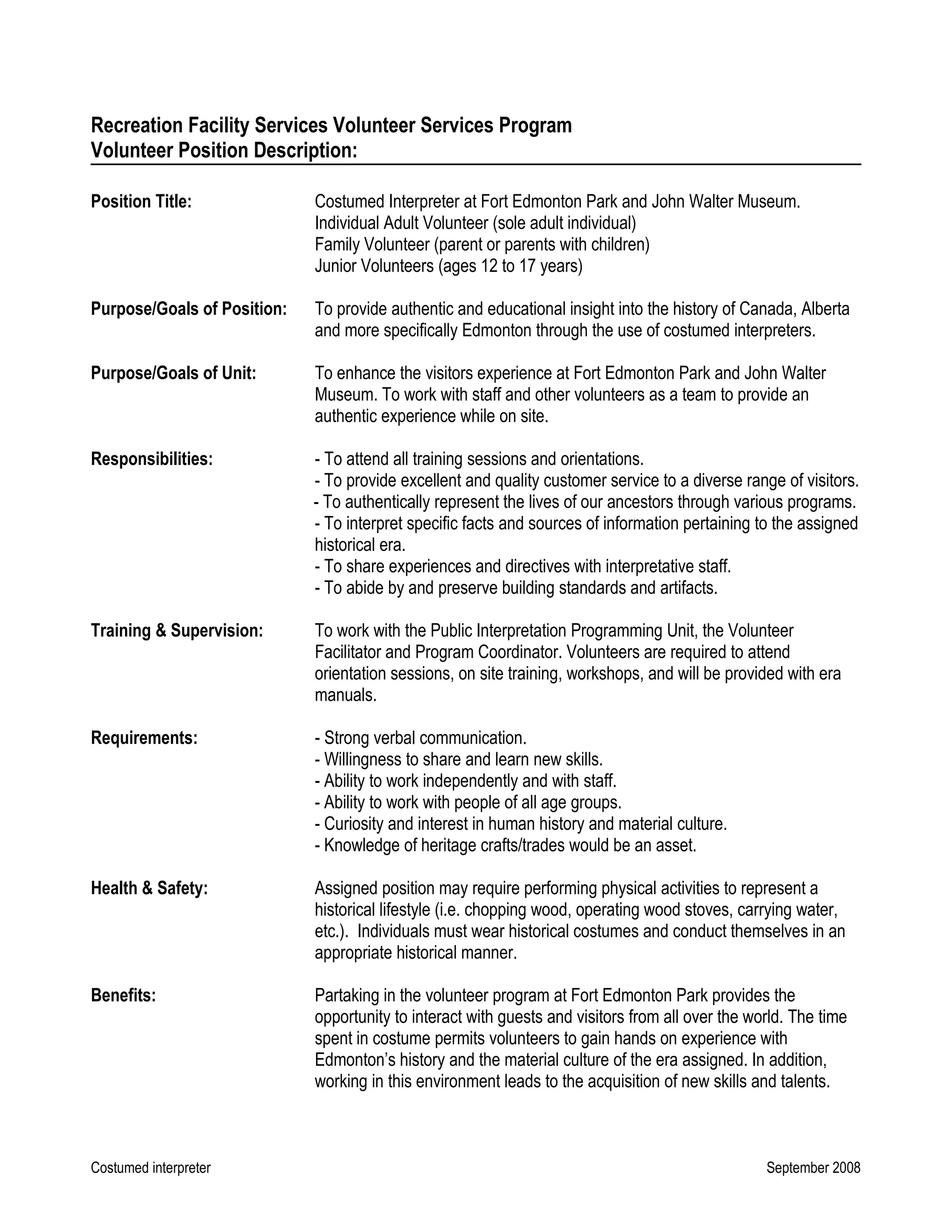 Costumed interpreter | DOC