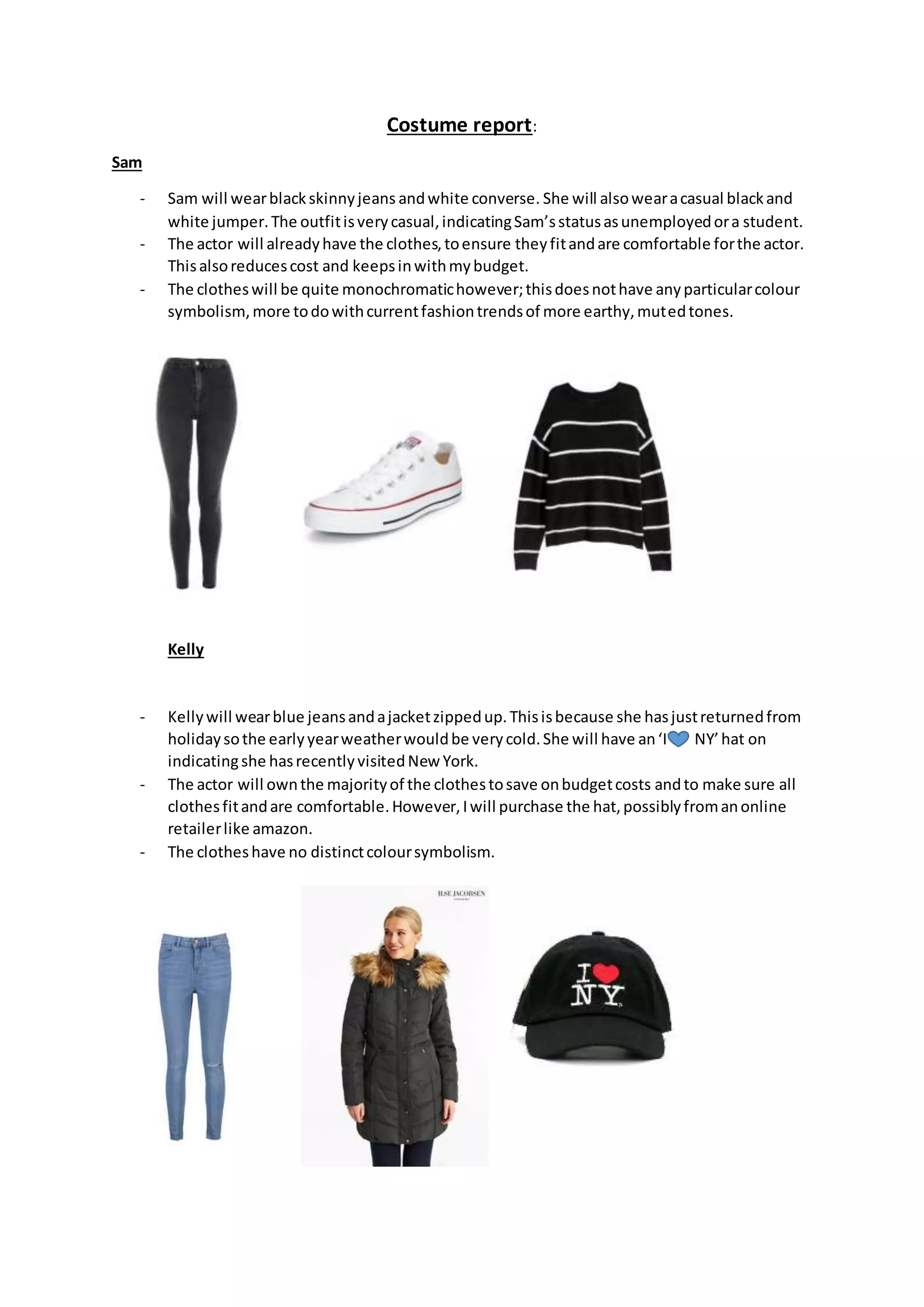 Costume report | DOCX