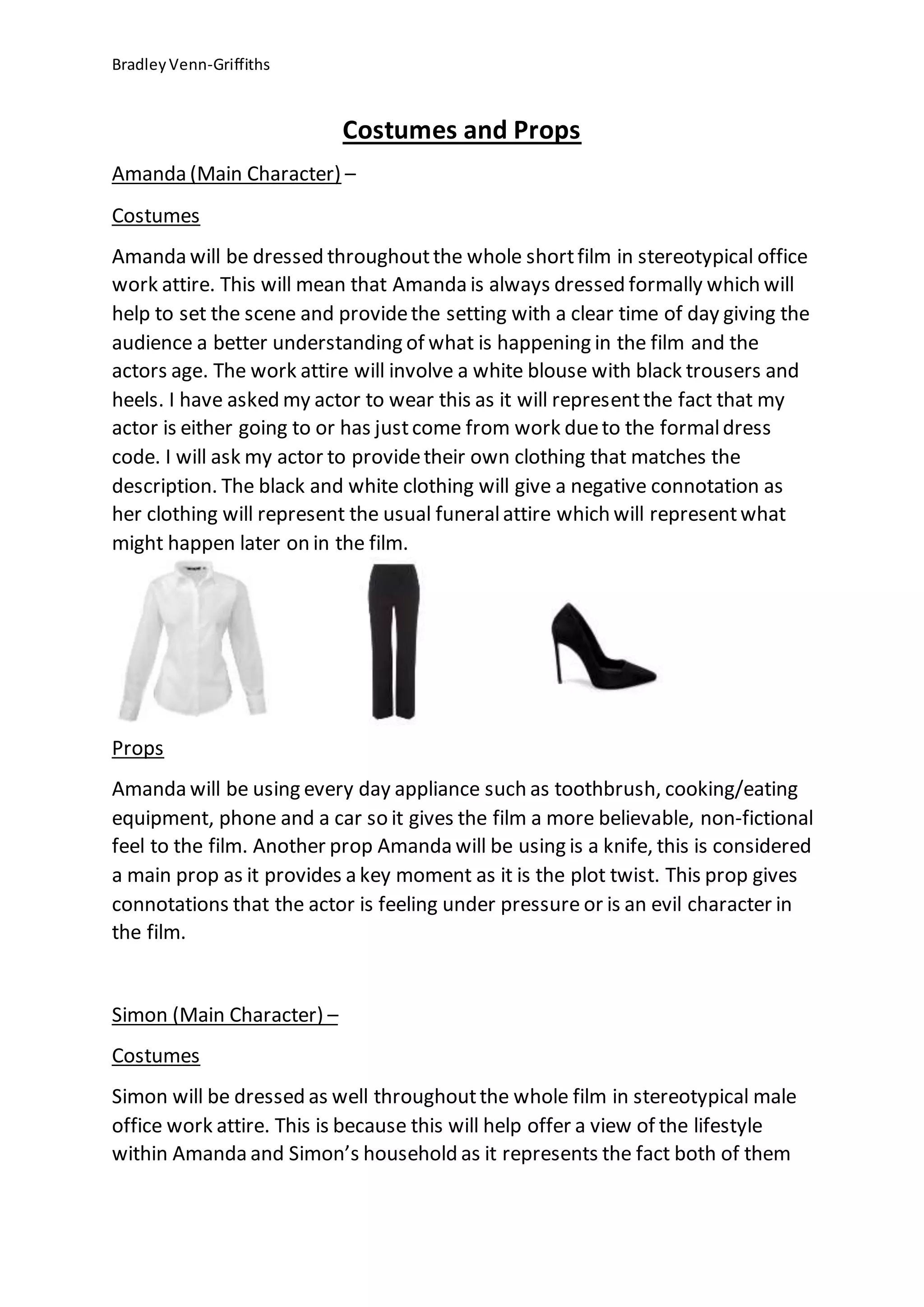 Costumes and props | DOCX