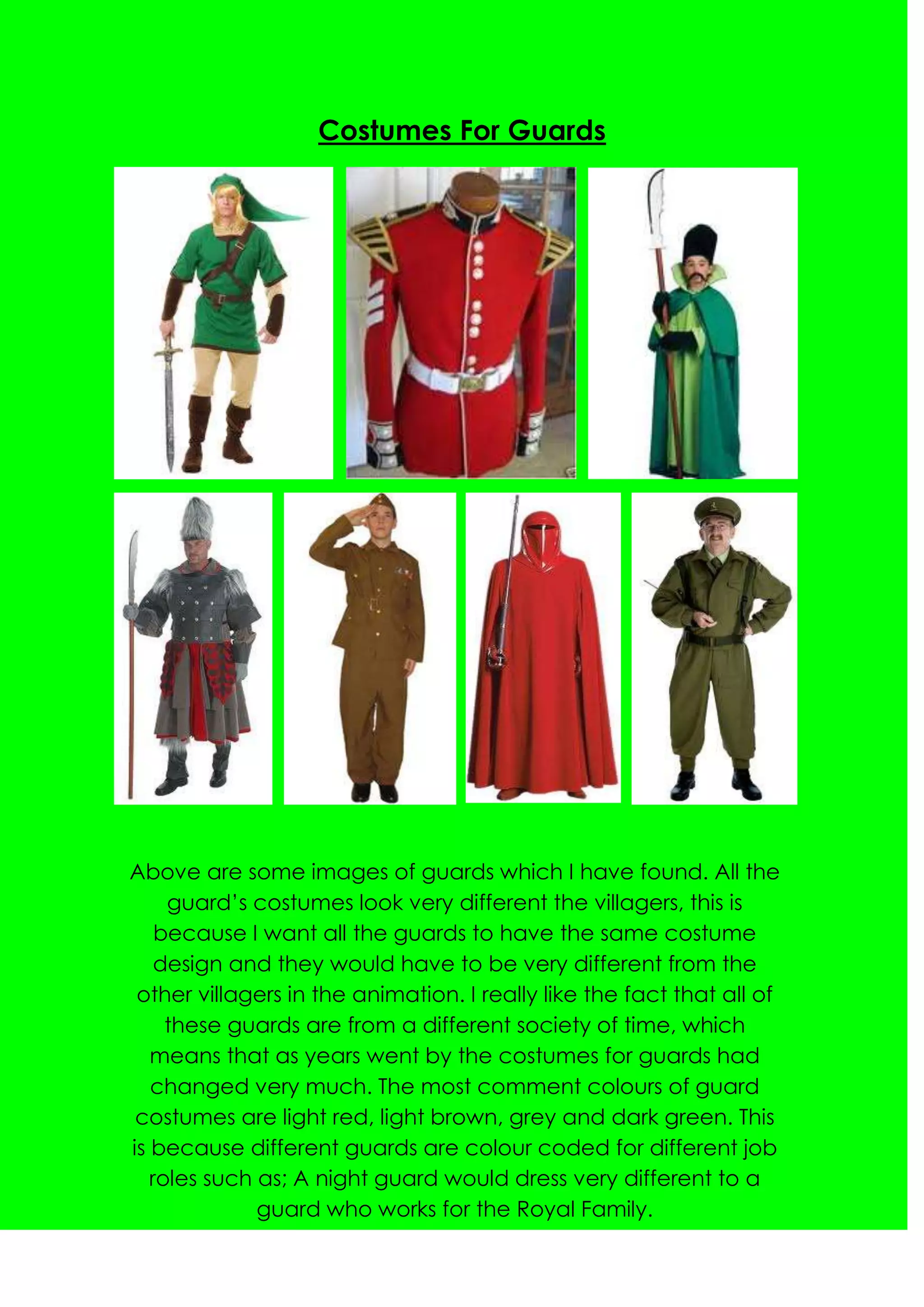 Costume Designs For Guards | DOCX
